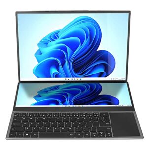 fotabpyti dual screen laptop computer, 128gb pcie nvme m.2 ssd 16in 14in dual screen laptop for intel for core i7 cpu for office (us plug)