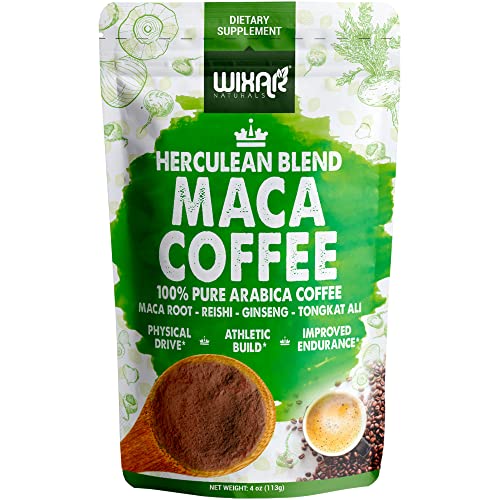 Wixar Instant Maca Coffee for Men and Women – Maca Coffee Powder - Instant Coffee Blend with Maca Root, Reishi Mushroom, Ginseng, Tongkat Ali - Dark Roast, Size 4oz Maca Supplement