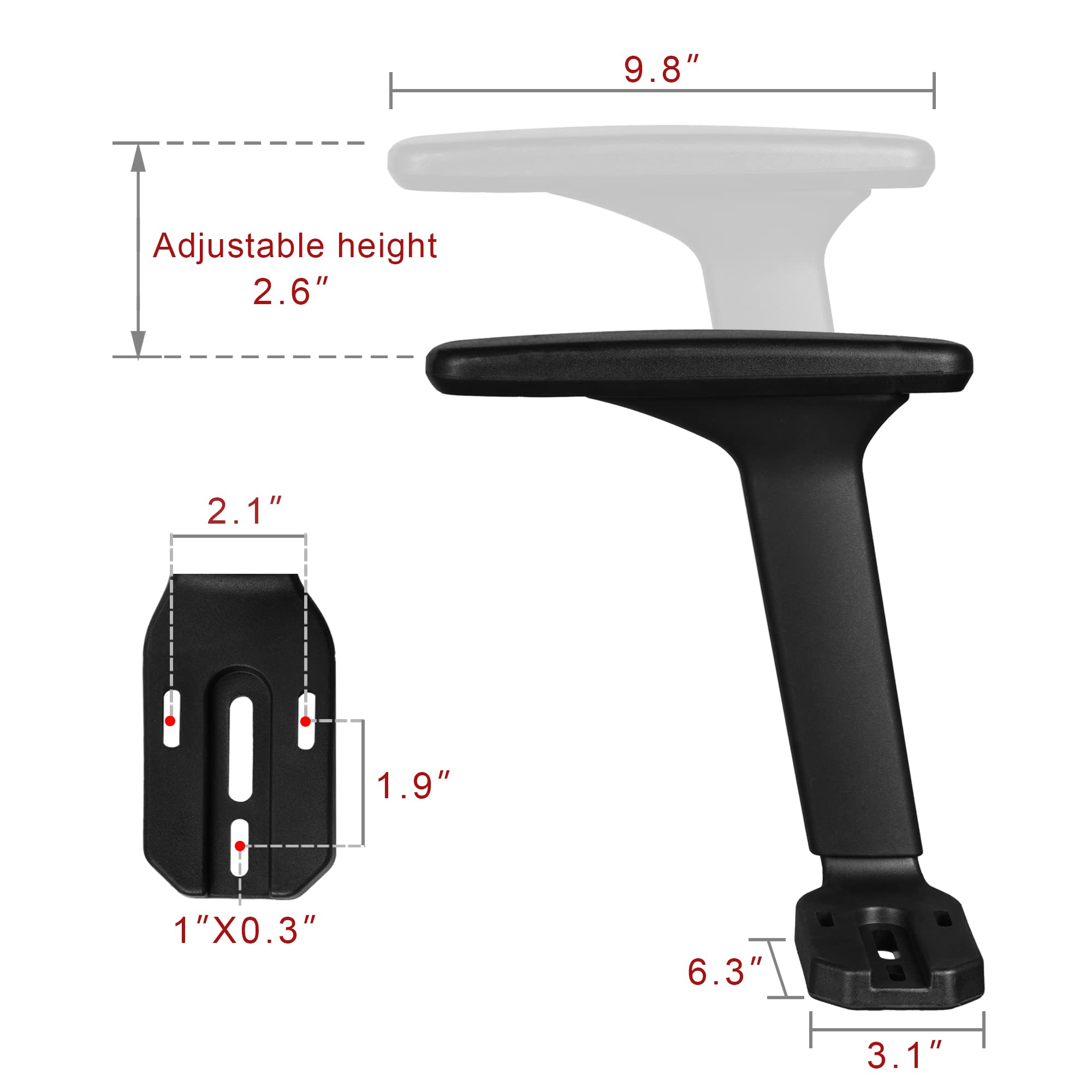 Frassie Height Adjustable Chair Armrest Replacement T-Arms