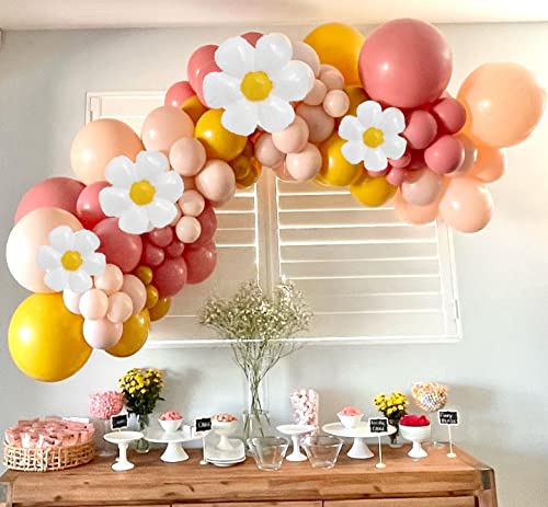 Beaumode Groovy Daisy Balloon Garland Arch Kit 143pcs for Floral Mother's day Best Mom Ever Boho Retro Spring Floral Girls One Two Birthday Baby Shower Party Decorations