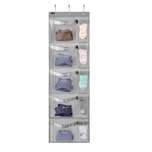 anzorg weekly kids clothes organizer day of week school clothing storage monday to friday hanging closet organizer (grey)