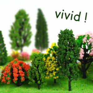 60 Pieces Model Trees 1.1-4.3inch Mixed Diorama Model Tree Colourful Grass Mini Fake Plants for DIY Crafts, Building Model, Railway Scenery Landscape Supplies