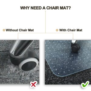 amyracel office chair mat for medium pile carpet, 36“x 48” delivered flat chair mat for carpeted floors - easy chair rolling, heavy duty studded desk chair mat for carpet