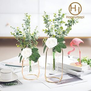 HappyHapi 50Pcs Artificial Flowers Roses Bulk White Foam Fake Roses with Stems for Wedding, Bridal Shower Decorations Fake Flowers Centerpieces Tables Decorations