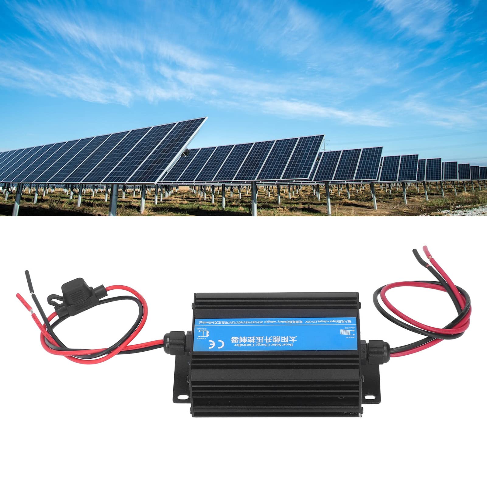 300W LED Boost MPPT Solar Charge Controller, 24V 36V 48V 60V 72V Solar Boost Charge Controller for Electric Vehicle, Solar Panel Battery Regulator for Lead Acid, Lithium Batteries