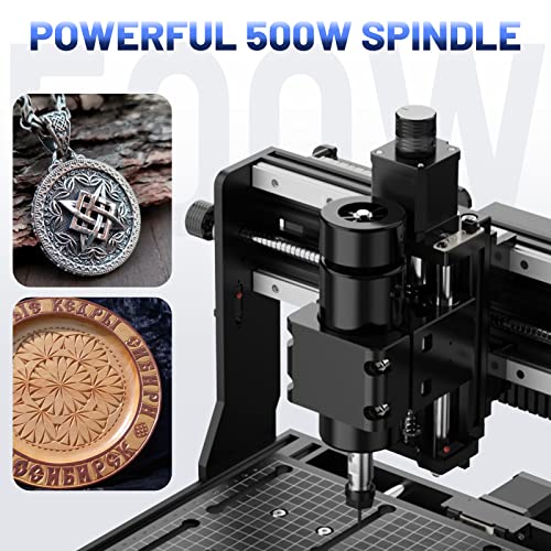 CNC Machine, Desktop CNC Router Machine for Woodworking Metal, 500W Router Machine, 3 Axis CNC 3018 Update Version 3020-Plus Engraving Machine for Wood Metal Acrylic PCB MDF Carving Cutting