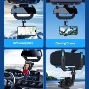 HNDJYT Rear View Mirror Phone Holder for car,Phone Mount for Car, Rotatable Car Phone Mount Rearview Mirror Phone Holder for Car Compatible with iPhone Samsung LG All 4-7 Inch Cell Phones