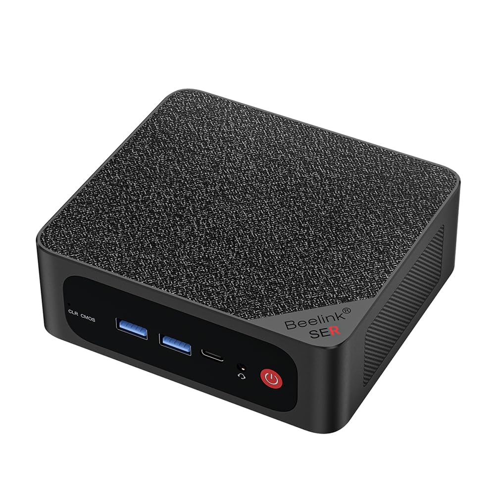 Beelink SER 5 MAX Mini Desktop Pc Computers, Ryzen 7 5800H 8 Cores Up to 4.4Ghz 32GB DDR4 500GB NVME SSD Radeon Graphics,with WiFi 6/BT-5.2/USB C/DP/HDMI,Support 2.5'HDD/SSD