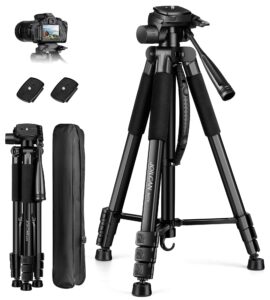 joilcan camera tripod, heavy duty tripod for camera, 67" phone tripod for video recording photo vlogging, aluminum phone tripod with remote & travel bag for dslr camera phone projectors lasers