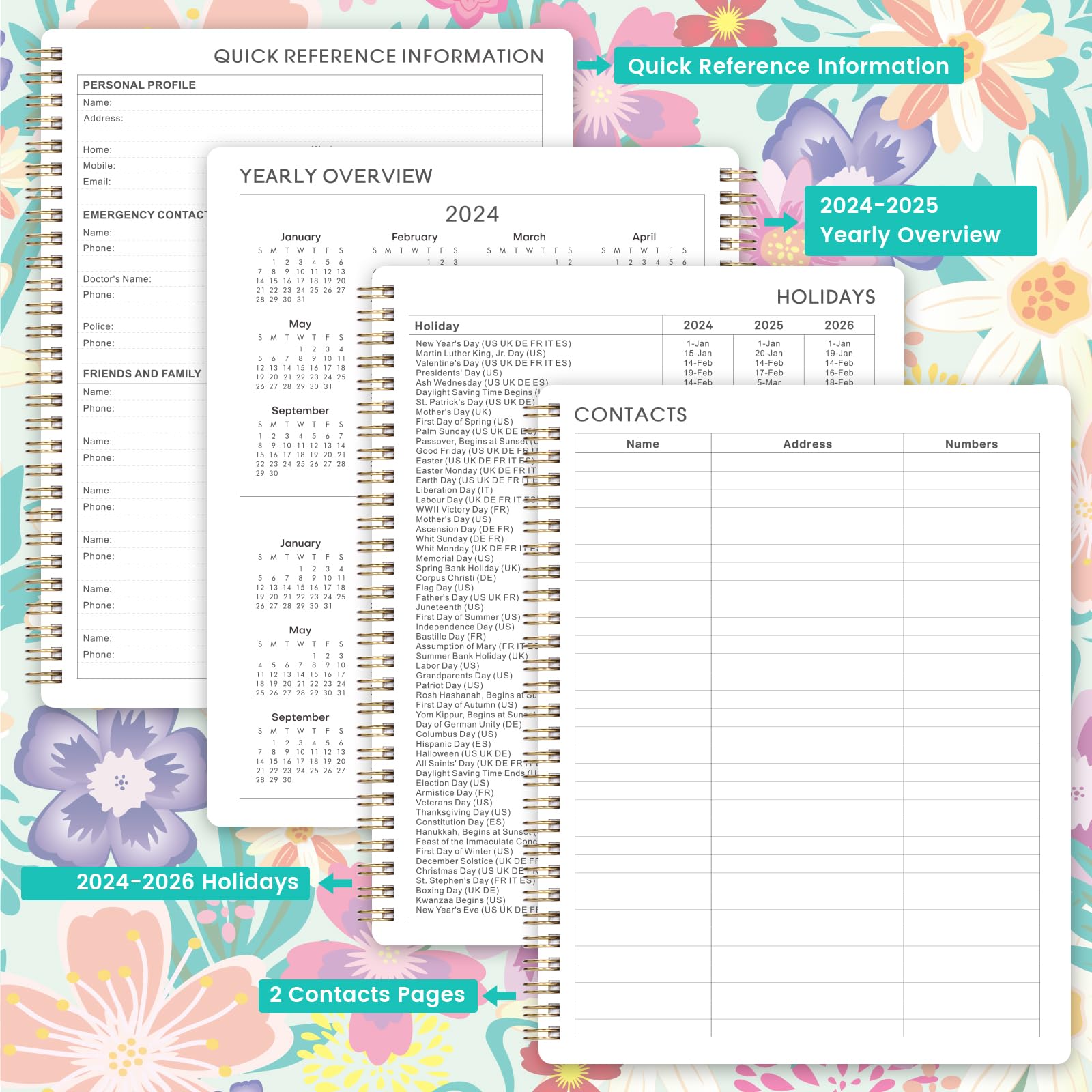 2024 Planner - Planner 2024, Jan. 2024 - Dec. 2024, 2024 Planner Weekly and Monthly with Tabs, 8" x 10", Thick Paper, Twin-Wire Binding, Check Boxes, Perfect Daily Organizer