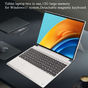 PUSOKEI 2 in 1 Laptop Computer, Slim Laptop, 12.3in IPS 3K Touch Screen, Intel J4125 CPU, LPDDR4 12GB RAM 256GB SSD, Magnetic Keyboard, Webcam, 2.4G/5G WiFi, Windows11