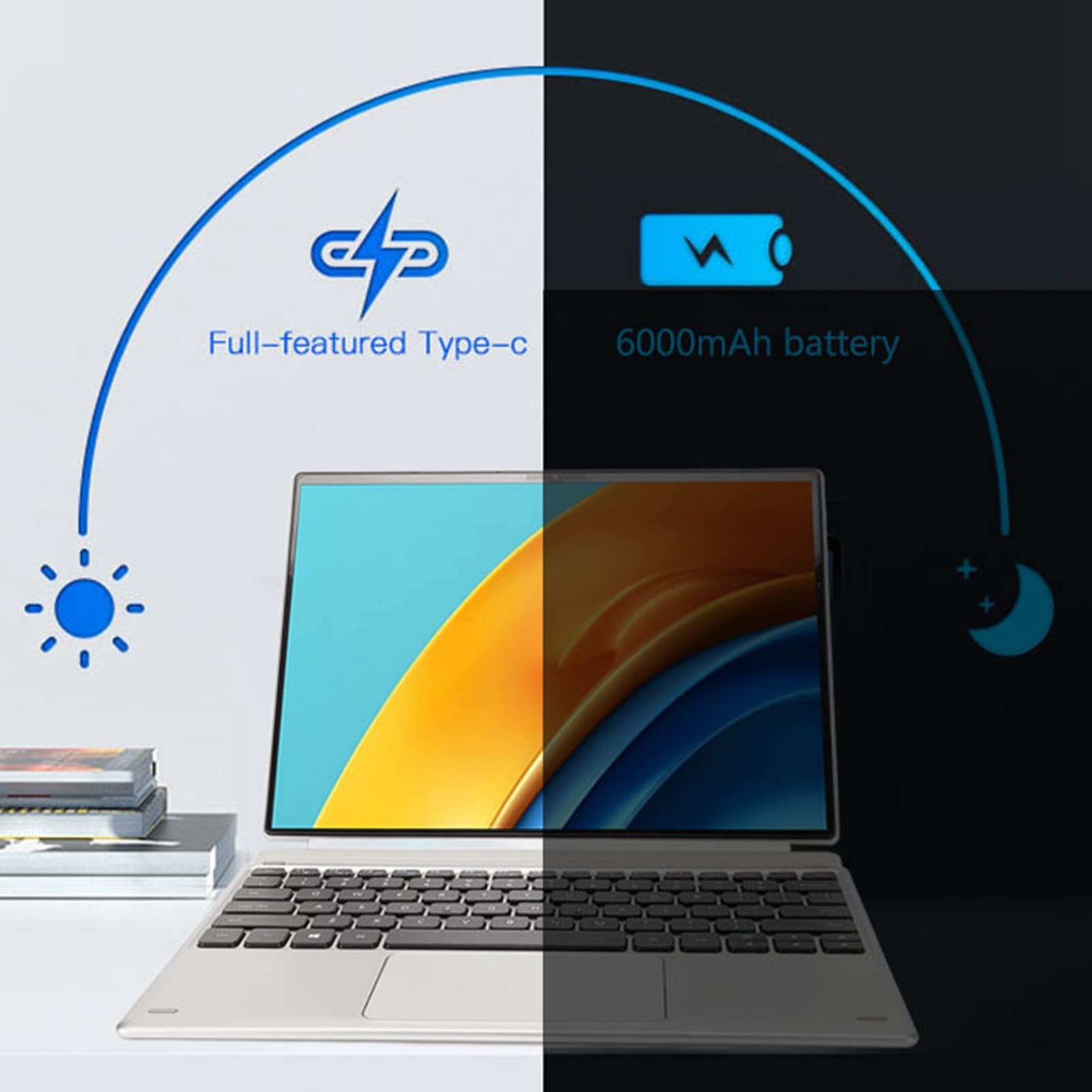 PUSOKEI 2 in 1 Laptop Computer, Slim Laptop, 12.3in IPS 3K Touch Screen, Intel J4125 CPU, LPDDR4 12GB RAM 256GB SSD, Magnetic Keyboard, Webcam, 2.4G/5G WiFi, Windows11