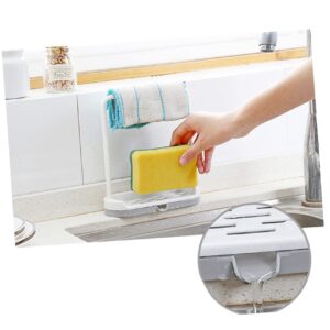 Sink Drying Dual- Dish Organizer Dishcloth for Soap Removable Rack Plastic and Sponge Cloth Brush Rackgrey Rag Storage Kitchen Stands with Countertop Holder Grey