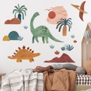 Mfault Boho Dinosaur Wall Decals Stickers, Bohemian Dino Hawaii Nursery Decorations Baby Boys Girls Bedroom Playroom Art, Neutral Toddlers Kids Room Decor Gifts