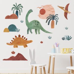 Mfault Boho Dinosaur Wall Decals Stickers, Bohemian Dino Hawaii Nursery Decorations Baby Boys Girls Bedroom Playroom Art, Neutral Toddlers Kids Room Decor Gifts