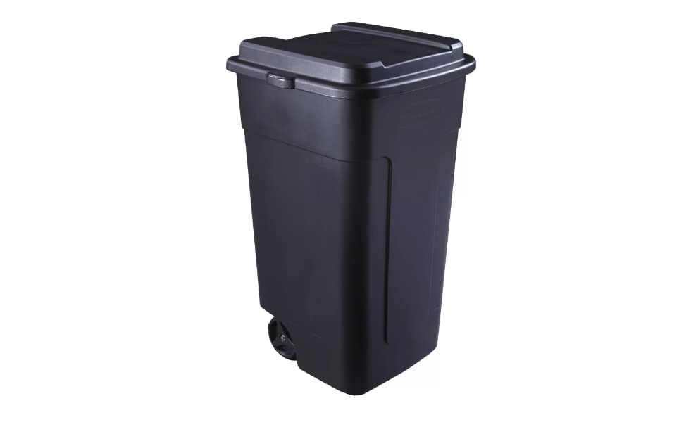 50 gal Roughneck Wheeled Plastic Garage Trash Can, Black