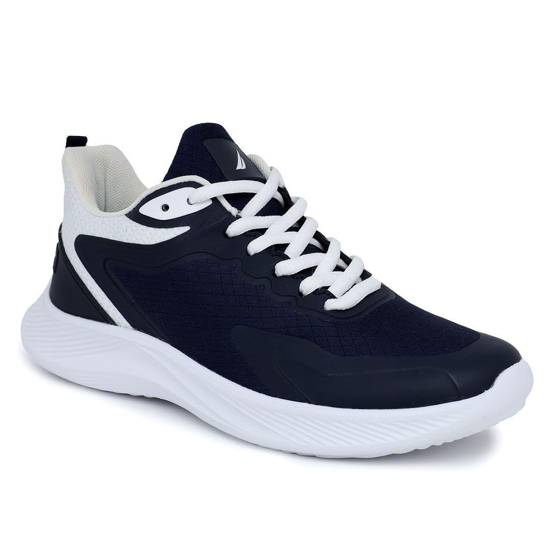 Nautica Women Comfort Lace-Up Sneaker - Fashionable & Lightweight Design with Breathable Mesh | Non-Slip Sole | All-Day Support-Freesia-Navy Size-6