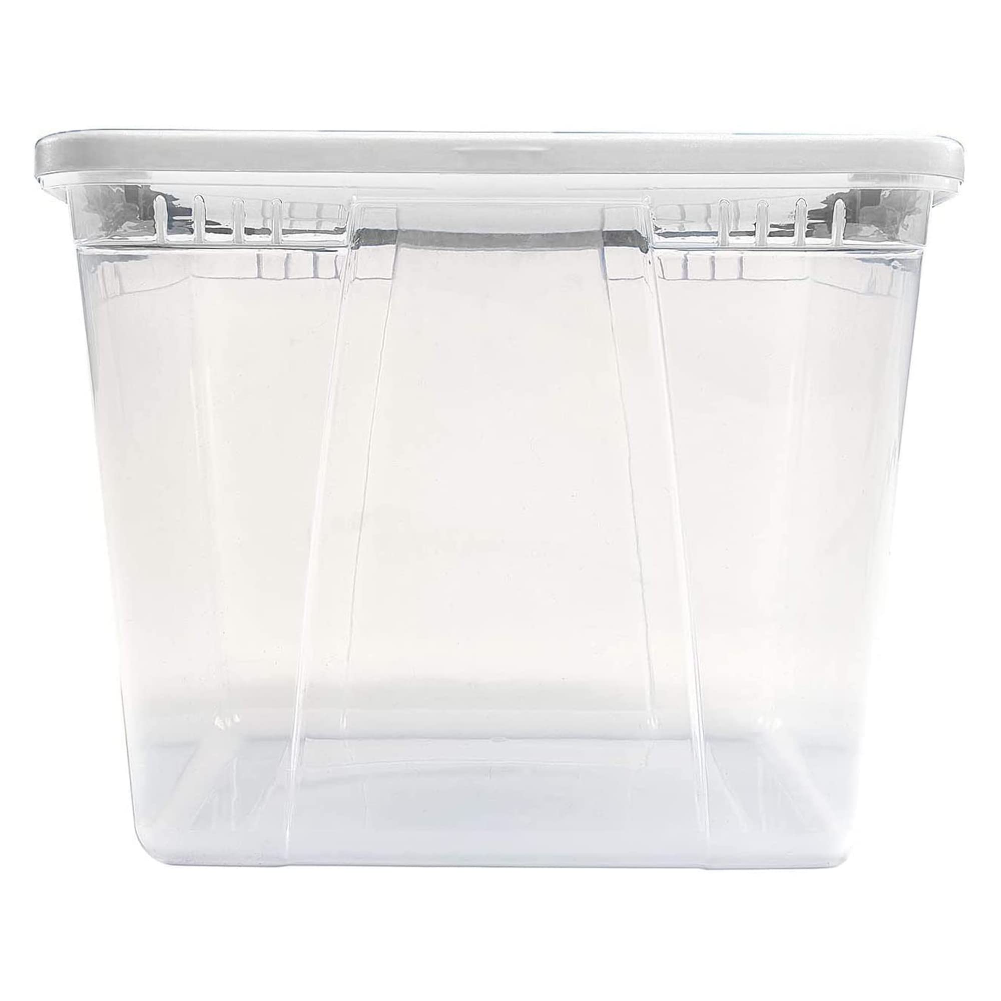 HOMZ 56 Quart Snaplock Clear Plastic Storage Tote Container Bin with Secure Lid and Handles for Home and Office Organization (4 Pack)