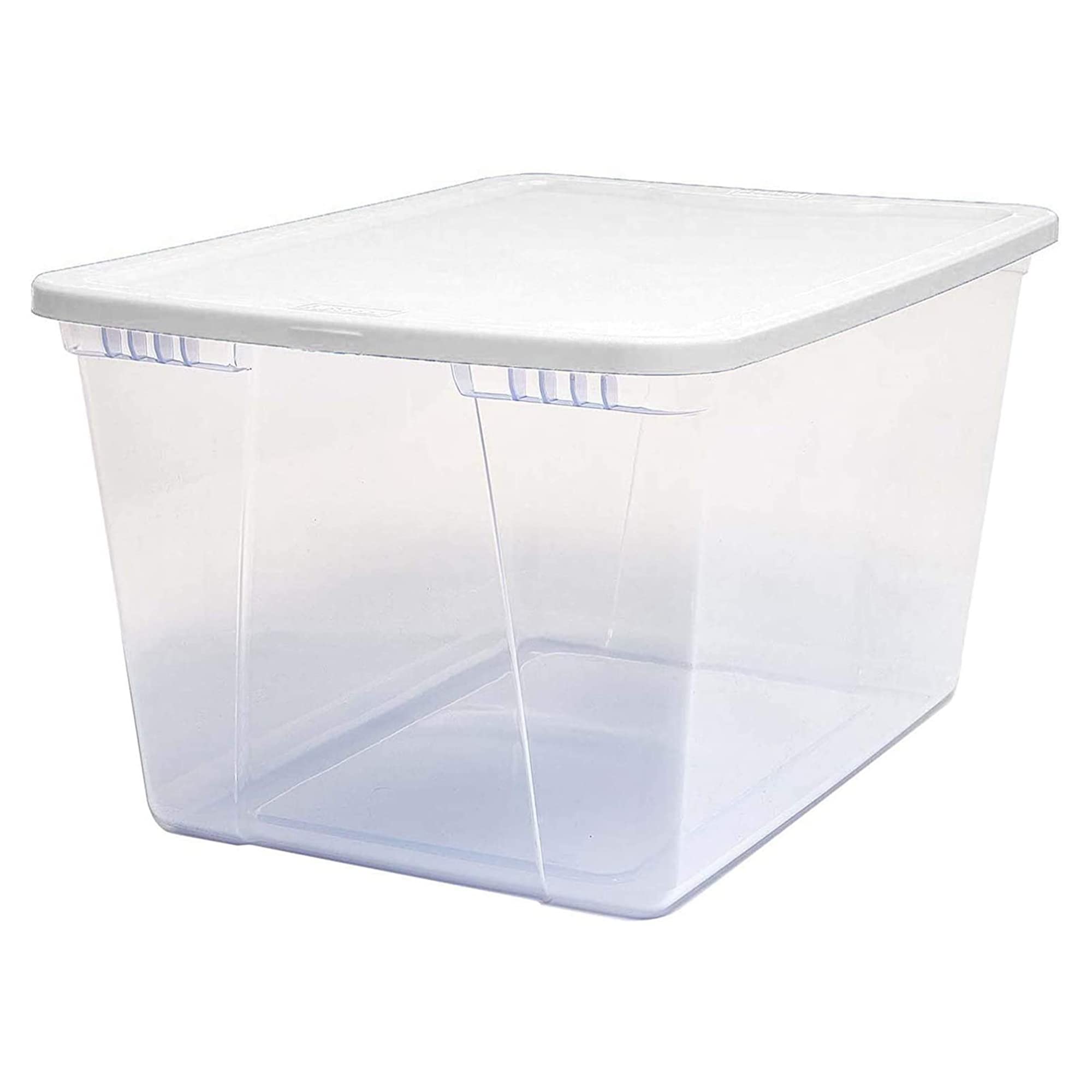 HOMZ 56 Quart Snaplock Clear Plastic Storage Tote Container Bin with Secure Lid and Handles for Home and Office Organization (4 Pack)