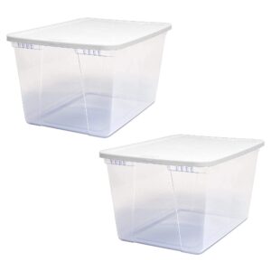 HOMZ 56 Quart Snaplock Clear Plastic Storage Tote Container Bin with Secure Lid and Handles for Home and Office Organization (4 Pack)