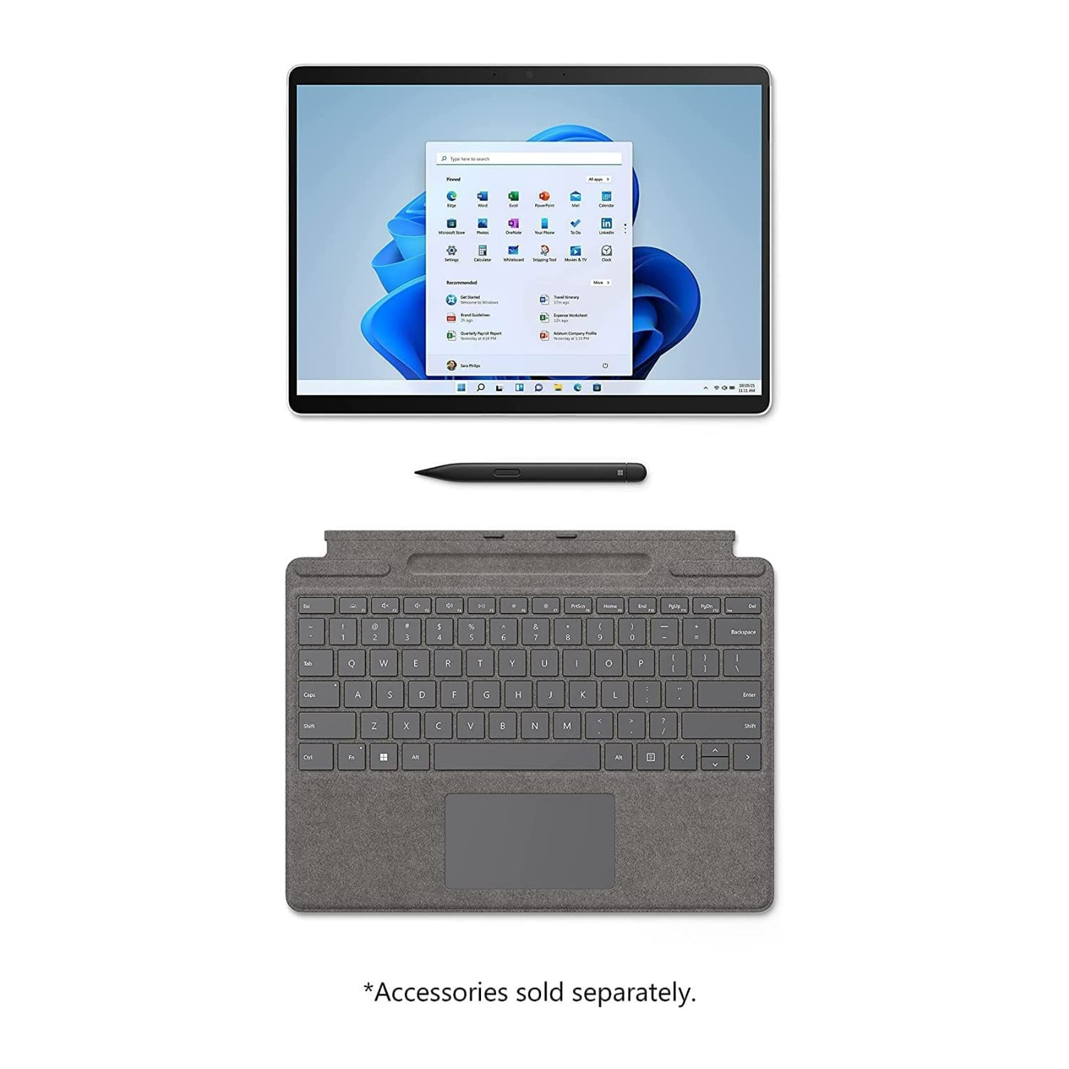 Microsoft 13" Multi-Touch Surface Pro X Tablet, SQ2, 16GB RAM, 256GB SSD, Adreno 690 GPU, PixelSense 10-Point Touch Display, Windows 10 Pro (Wi-Fi Only, Platinum) (Renewed)