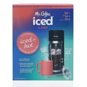 Mr. Coffee Iced Coffee Maker, Single Serve Hot and Cold Coffee Maker with 22 ounce Reusable Tumbler, Filter and Wholesalehome Cloth