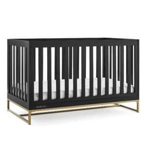 delta children jade 4-in-1 convertible crib - greenguard gold certified, ebony/bronze