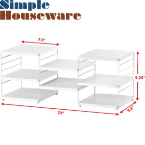 Simple Houseware Expendable Kitchen Counter Shelf Organizer, White, Plastic, 23.2" L x 9.8" W x 8.7" H