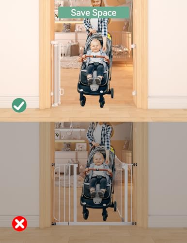 Momcozy Baby Gate, Auto Lock Retractable Baby Gate or Dog Gate, 【Auto Lock】33” Tall, Extends to 55” Wide, Mesh Safety Baby Gate for Stairs, Indoor, Outdoor, Doorways, Hallways