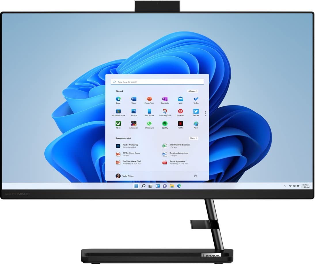 Lenovo IdeaCentre AIO 3i AIO Desktop 23.8" FHD IPS Anti-Glare Display 11th Generation Intel i3-1115G4 Processor 16GB RAM 1TB SSD Intel UHD Graphics Harman Kardon Win11 Black + HDMI Cable