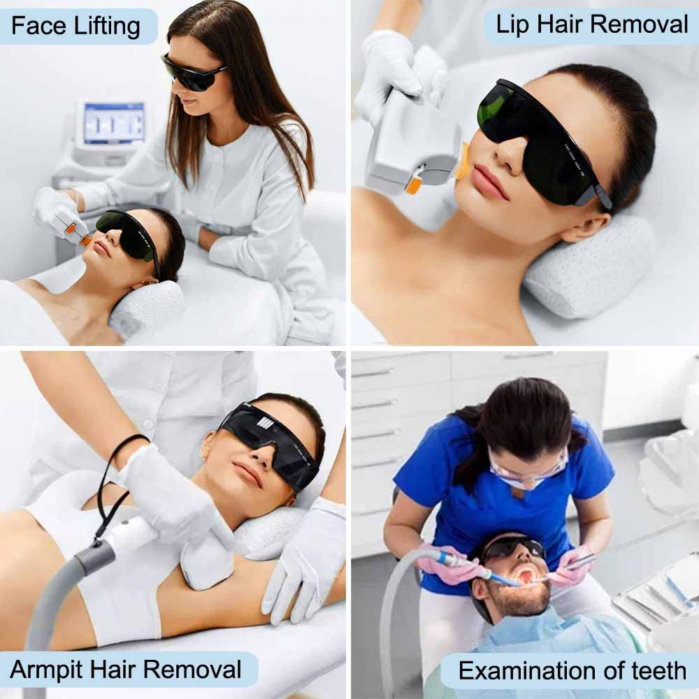 IPL190nm to 2000nm Laser Safety Glasses , UV Blocking Laser Glasses Eye Protection Protective Goggles Eyewear for Hair Removal Treatment and Laser Cosmetology Operator Eye Protection Adjustable Temple