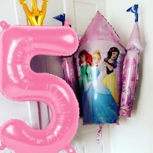 40 Inch Number Balloon 5, 5th Birthday Balloon, Pink Five Year Old Balloon Decorations, 5 15 50 Number Balloons Party Supplies Wedding Anniversary