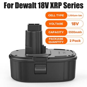 Powilling 2 Pack 6.5Ah DC9096 Replacement for Dewalt 18V XRP Battery DC9096 DC9098 DC9099 DE9039 DE9095 DE9096 DE9098 DW9095 DW9096 DW9098 DE9503 DC9182 for 18Volt Dewalt Batteries