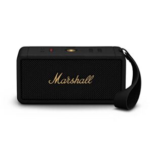 marshall middleton portable bluetooth speaker, black and brass