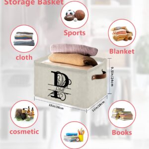 Personalized Gift for Women/Men, Customs Basket with Name Storage Bins for Organizing Shelves, Letter P Collapsible Custom Storage Boxes with Handle, Monogram Words Customized Closet Organizers