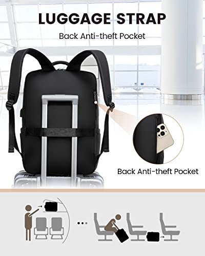 LOVEVOOK Laptop Backpack for Women & Men, Unisex 15.6 inch Waterproof Travel Backpack, Work Backpack Casual Daypack with USB Charging Port, Computer Backpack for Business Black