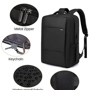 LOVEVOOK Laptop Backpack for Women & Men, Unisex 15.6 inch Waterproof Travel Backpack, Work Backpack Casual Daypack with USB Charging Port, Computer Backpack for Business Black