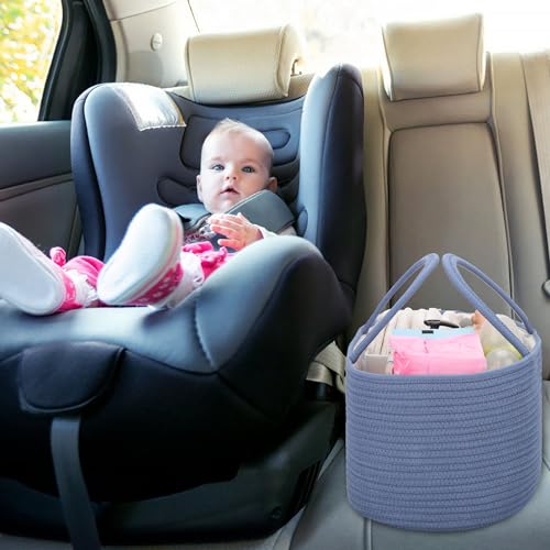 COMSE Baby Diaper Caddy, Diaper Basket, Baby Car Organizer, Diaper Change Organizer, Gift Baskets Empty, Portable Basket with Divider, Folkstone Gray