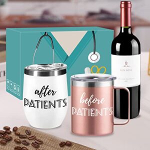 Physkoa Before Patients, After Patients Gift Set - 12oz Stainless Steel Wine Glasses and 12oz Stainless Steel Coffee Mug Set - Nurse Gifts for Women,Nurses Week Gifts,Nursing Graduation Gifts