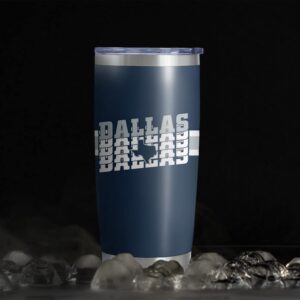 Dallas Tumbler Cup - Dallas Gifts for Men - 20 OZ Insulated Stainless Steel Coffee Travel Mug with Lid and Straw