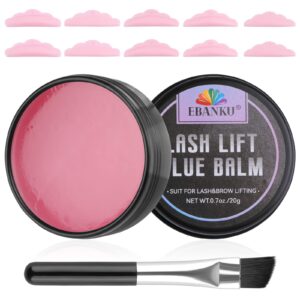 lash lift glue balm ebanku upgrade lash lift glue adhesive, lash lift balm with brush pads kit strong viscosity lifting curling and nourishing eyebrow lamination glue balm strawberry scent 0.71oz