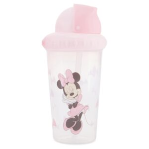 Disney Toddler Sippy Cups for Boys and Girls | 10 Ounce Sippy Cup Pack of Two with Straw and Lid | Durable Blue Leak Proof Travel Water Bottle for Toddlers