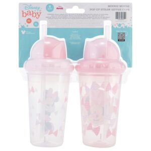 Disney Toddler Sippy Cups for Boys and Girls | 10 Ounce Sippy Cup Pack of Two with Straw and Lid | Durable Blue Leak Proof Travel Water Bottle for Toddlers