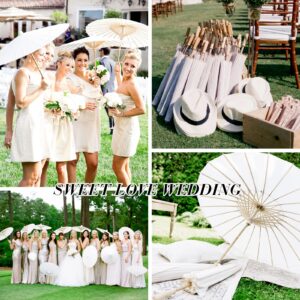 Sadnyy 33 Inches Paper Umbrellas Paper Decorative Chinese Japanese Parasol Umbrella DIY Oiled Paper Painting Umbrellas Crafts for Wedding Bridal Party Decor (White,12 Pack)