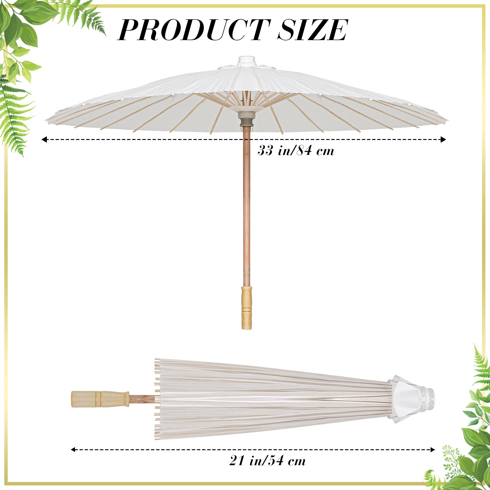 Sadnyy 33 Inches Paper Umbrellas Paper Decorative Chinese Japanese Parasol Umbrella DIY Oiled Paper Painting Umbrellas Crafts for Wedding Bridal Party Decor (White,12 Pack)