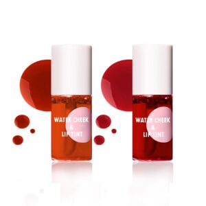 zhishudl 2 colors lip tint stain set,lip stain long lasting waterproof,moisturizing liquid lipstick tinted for cheek,lip and eyes,lip tint non stick cup tinta para labios (#01#02)