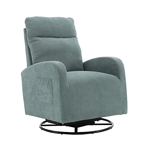 HomSof Swivel Glider Rocker Recliner, Light Blue Polyester Rocking Chair for Nursery, Modern Lounge Chair for Living Room