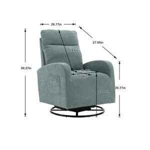 HomSof Swivel Glider Rocker Recliner, Light Blue Polyester Rocking Chair for Nursery, Modern Lounge Chair for Living Room