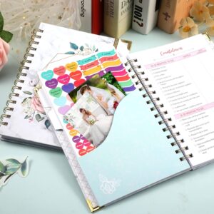 Wedding Planner - Wedding Planner Book and Organizer for the Bride with 5 Tabbed Sections, 6.5" x 8.75", Hardcover with Metal Corner + 5 Inner Pocket + Sticker + Notes Pages - Wedding Floral