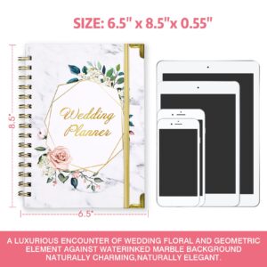 Wedding Planner - Wedding Planner Book and Organizer for the Bride with 5 Tabbed Sections, 6.5" x 8.75", Hardcover with Metal Corner + 5 Inner Pocket + Sticker + Notes Pages - Wedding Floral